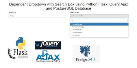 dependent dropdown with search box using python flask jquery ajax and