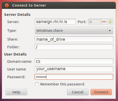 map shared network drive in ubuntu upplýsingatæknisvið háskóla Íslands