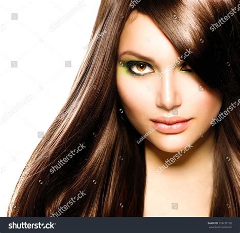Hair Beautiful Brunette Girl Healthy Long Brown Hair Beauty Model