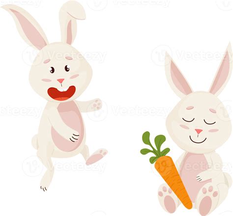 Bunnies Character With Carrot Funny Happy Easter Rabbits Png 22289886 Png