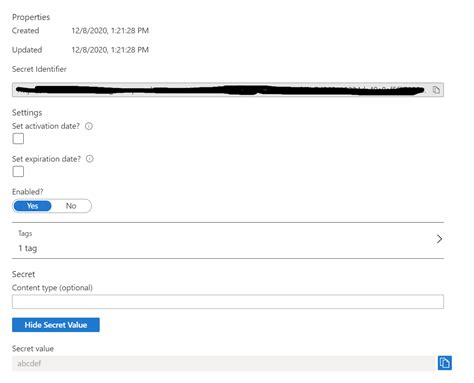 powershell create azure key vault secret from variable