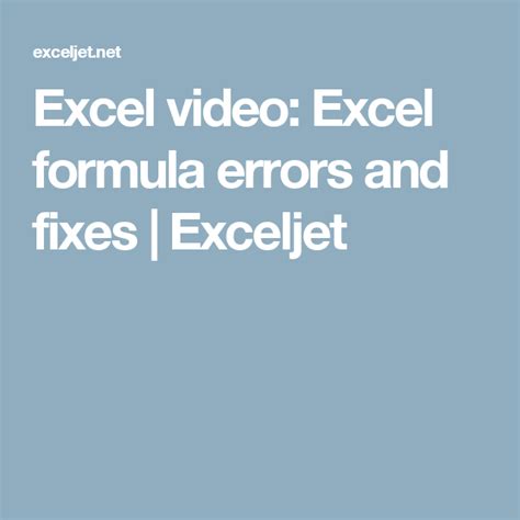 excel video excel formula errors and fixes exceljet excel formula