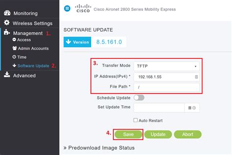 cisco mobility express software upgrade using tftp server — wires and