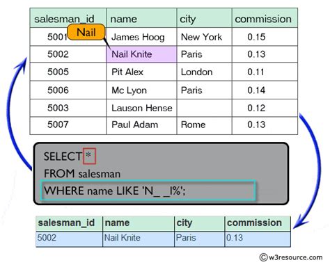 sql wildcard and special operator using where like and
