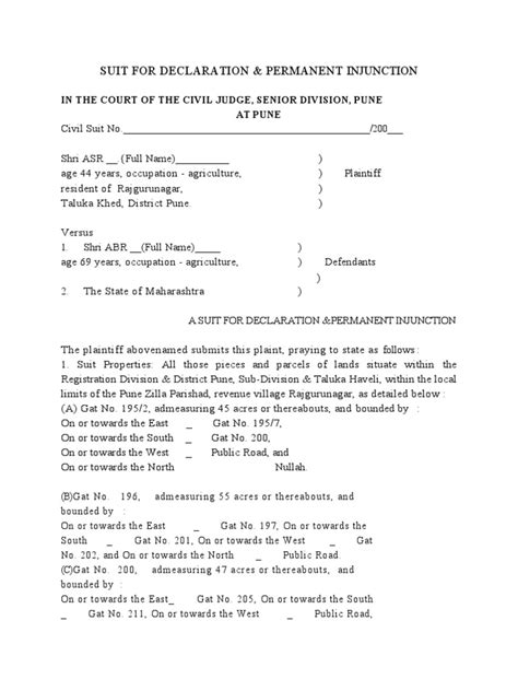 Suit For Declaration And Permanent Injunction 1116 Pdf Judgment Law