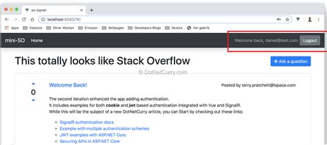 authentication in asp core signalr and vuejs applications
