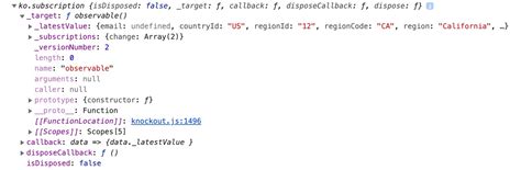 javascript access latestvalue elements of an observable array