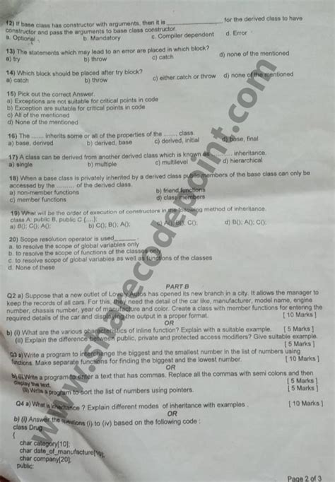 cse202 object oriented programming end term exam question paper cse