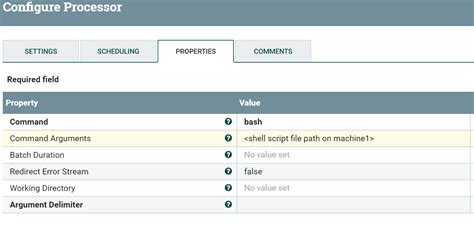 solved executing shell script to a remote machine in nifi
