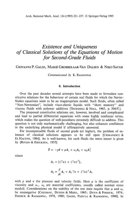 Pdf Existence And Uniqueness Of Classical Solutions Of Equations Of