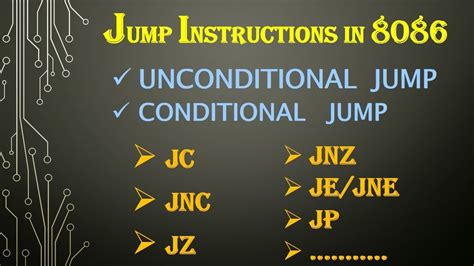 jump instructions in 8086 microprocessor unconditional jump