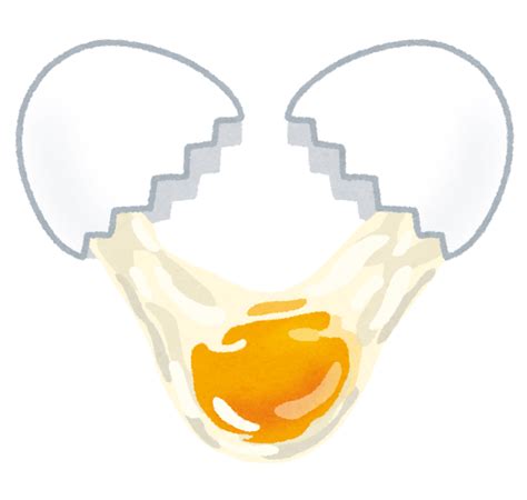 卵を割ったイラスト（白い殻） かわいいフリー素材集 いらすとや