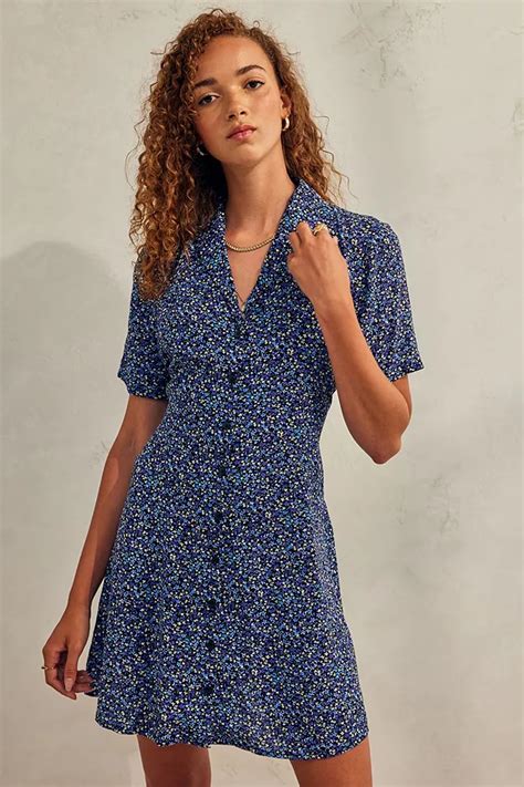 Urban Outfitters Archive Blue Ditsy Floral Tea Dress Urban Outfitters Uk