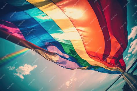 Premium Ai Image Ai Generated Closeup Rainbow Flag Of Lgbt Community