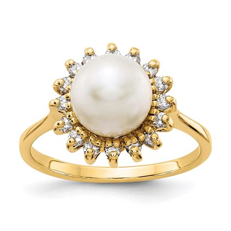 Icecarats 14k Yellow Gold 7 5mm Freshwater Cultured Pearl Diamond