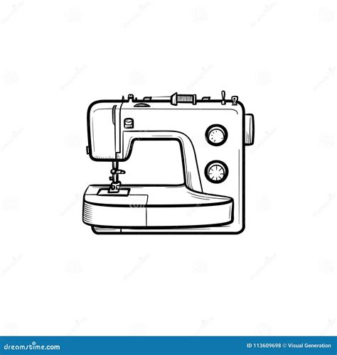 Sewing Machine Hand Drawn Sketch Icon Stock Vector Illustration Of