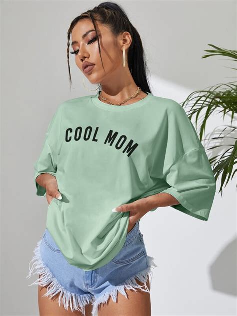 Shein Ezwear Letter Graphic Drop Shoulder Oversized Tee Shein Usa