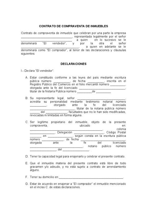 Contrato De Compraventa Para Imprimir Mide
