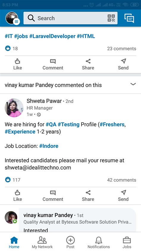 recent job details for qa web developer android java