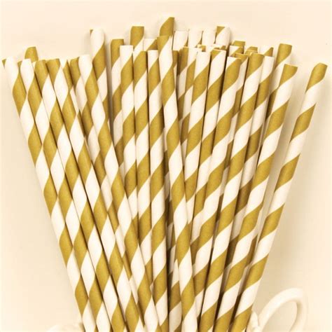 Paper Straws 25 Gold Striped Paper Drinking Straws Paper Drinking