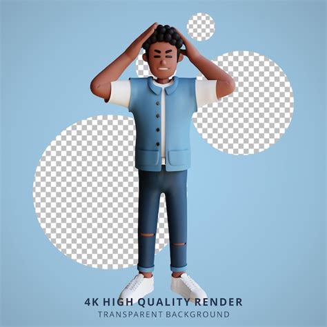 Premium Psd Black Young People Dizzy 3d Character Illustration