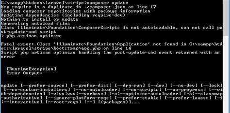 cmd class stripe stripe not found error in php stack