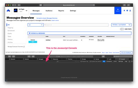 how to take a screenshot of the javascript console airship support