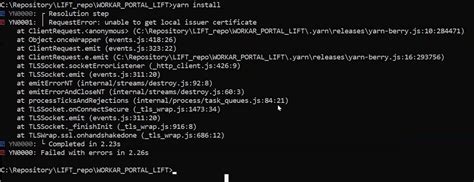 unable to get local issuer certificate running yarn application