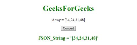 javascript convert an array to json geeksforgeeks