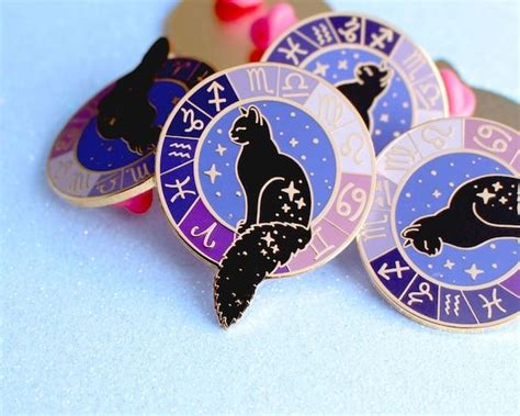 Zodiac Cat Enamel Pin Black Cat Pin Celestial Enamel Pin Astrology Pin