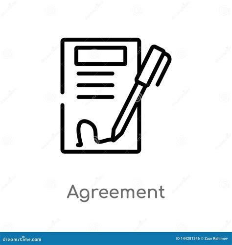 Outline Agreement Vector Icon Isolated Black Simple Line Element