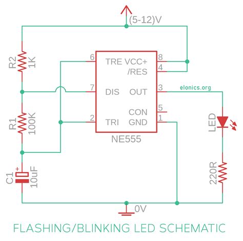 Flashing Led Using 555 Timer Circuit Diagram