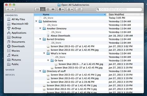 flatten a nested directory and file hierarchy from command line of mac os x