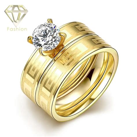 Expensive Engagement Rings Fashion Gold Color 316l Stainless Steel With