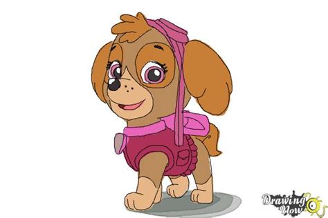 how to draw skye from paw patrol drawingnow