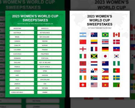 2023 Womens Fifa World Cup Sweepstake Kit Fifa 2023 Etsy Canada