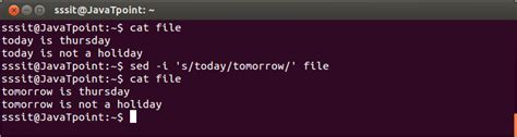 linux sed regular expression javatpoint