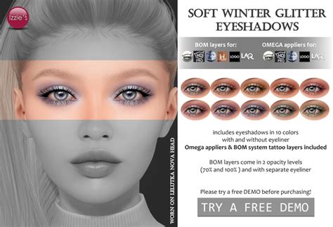 Second Life Marketplace Izzies Demo Soft Winter Glitter Eyeshadow