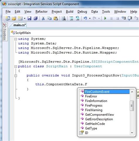 microsoft sql server integration services script task and