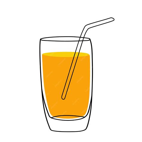 Vaso De Jugo De Naranja Dibujado A Mano Con Pajita Vector Premium