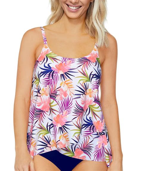 Island Escape Womens Cape Town Tropical Print Tankini Top Created For