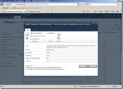 a static state sharepoint 2010 health analyzer and rss feeds