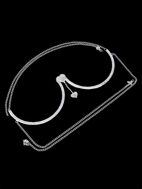 Rhinestone Radiance Heart Shaped Statement Body Chain Glamorous