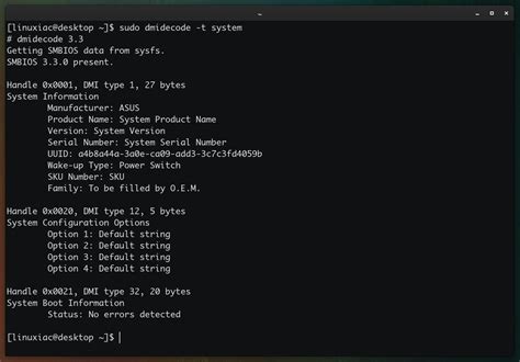 dmidecode get system hardware information on linux