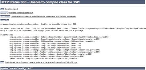 java com mysql jdbc driver fails to compile for jsp stack overflow