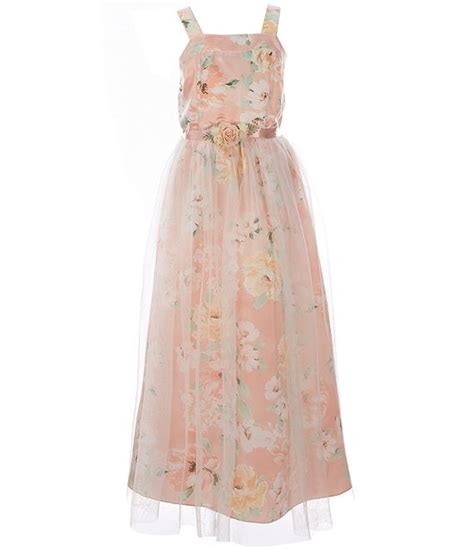Xtraordinary Big Girls 7 16 Sleeveless Floral Printed Sheer Overlay