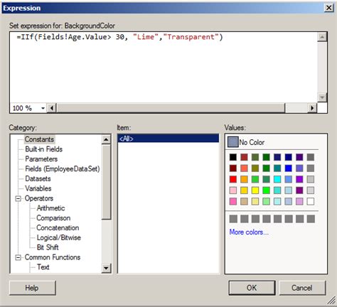 conditional formatting for ssrs report