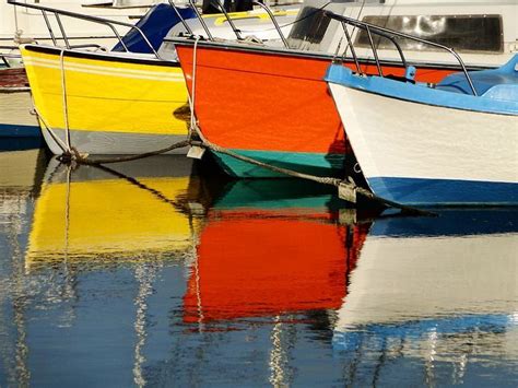 Boats Reflections Colors Water Reflection Photos Boat Nature Images