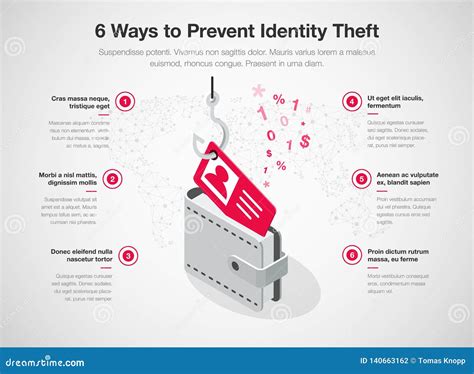 Simple Infographic For 6 Ways To Prevent Identity Theft Template Stock