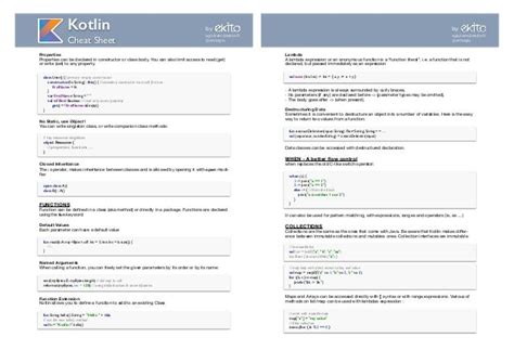 kotlin cheat sheet by ekito